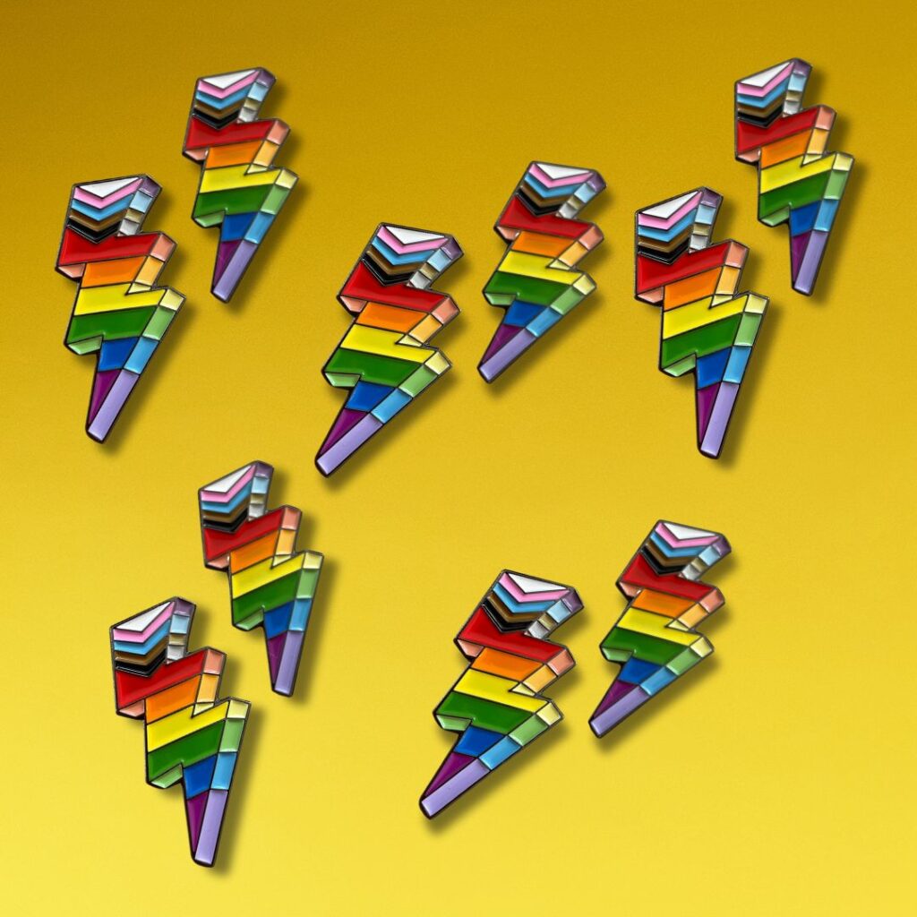 Progress Pride Rainbow Lightening Bolt Gay Pride Pin Badge - THE PRIDE ...